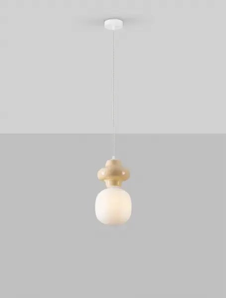 Žluto-bílý designový lustr Clio