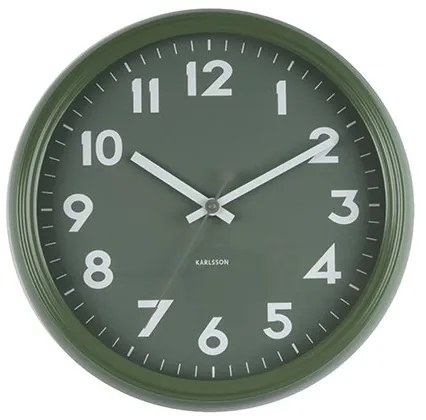 KARLSSON Nástěnné hodiny Badge zelené