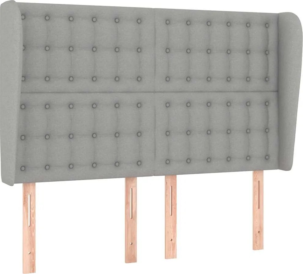 Čelo postele typu ušák světle šedé 147x23x118/128 cm textil 3118388
