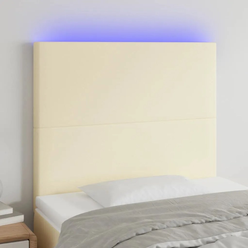 Čelo postele s LED krémové 100x5x118/128 cm umělá kůže 3122230