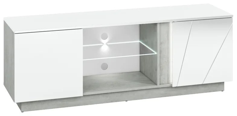 ML FURNITURE Skříňka pod TV - LUMENS 09, beton/lesklá bílá