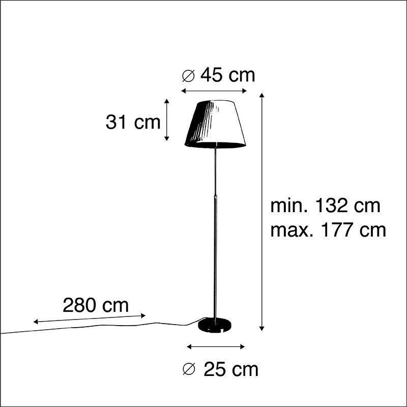 Stojací lampa bronzová s plisovaným stínítkem krémová 45 cm nastavitelná - Parte