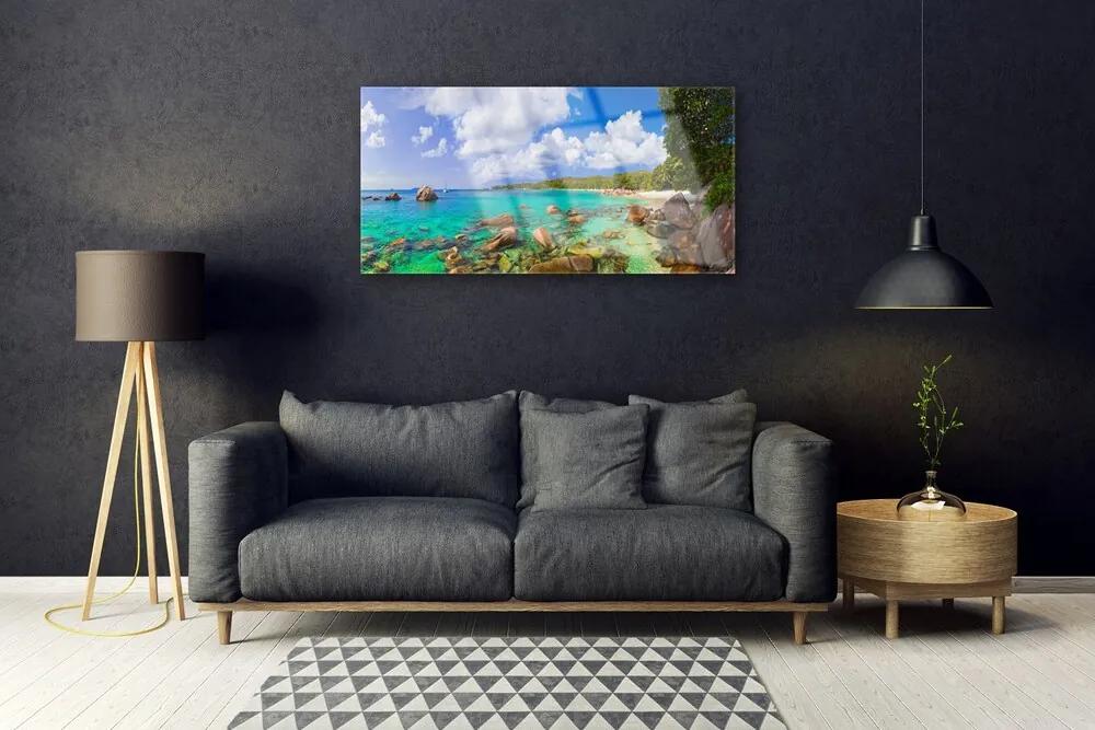 Obraz na skle Moře Kameny Krajina 140x70 cm