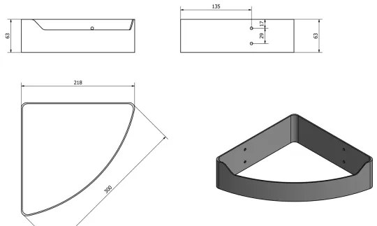 Aqualine - Rohová police do sprchy SAMBA 21,8x30 cm lesklý chrom