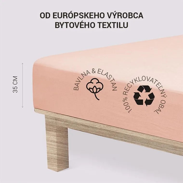 Napínací prostěradlo jersey s elastanem pudrové