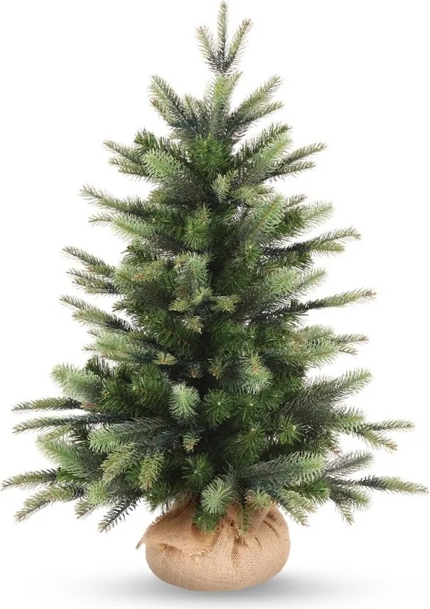 Umělý vánoční stromek 80 cm, smrček Penny s 2D a 3D jehličím v jutovém obalu