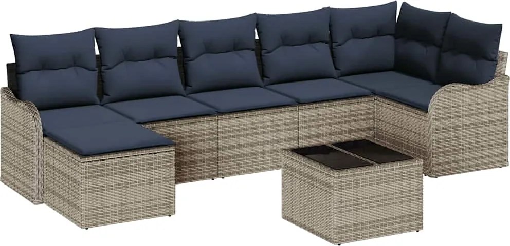 Sada zahradních pohovek s polštářem 8 pcs Šedá Poly ratan 3345805