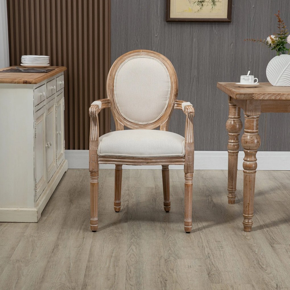 HOMCOM Jídelní židle Kuchyňská židle s imitací lnu, Jídelní židle, Křeslo s opěradlem, Dřevěné nohy, Čalouněná židle do 150 kg, pro Obývací pokoj, Ku…