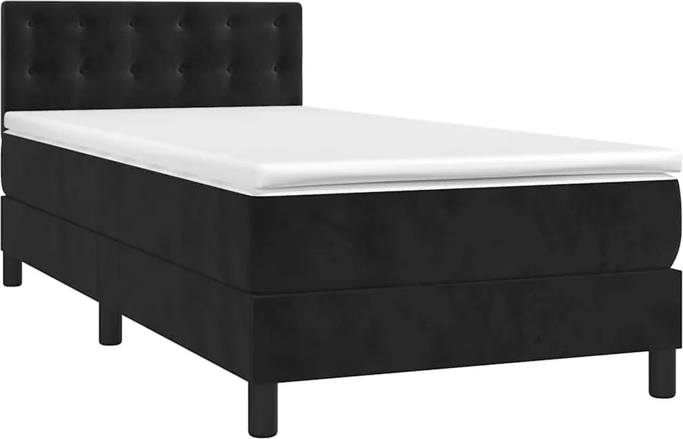 Box spring postel s matrací černá 100x200 cm samet 3141529