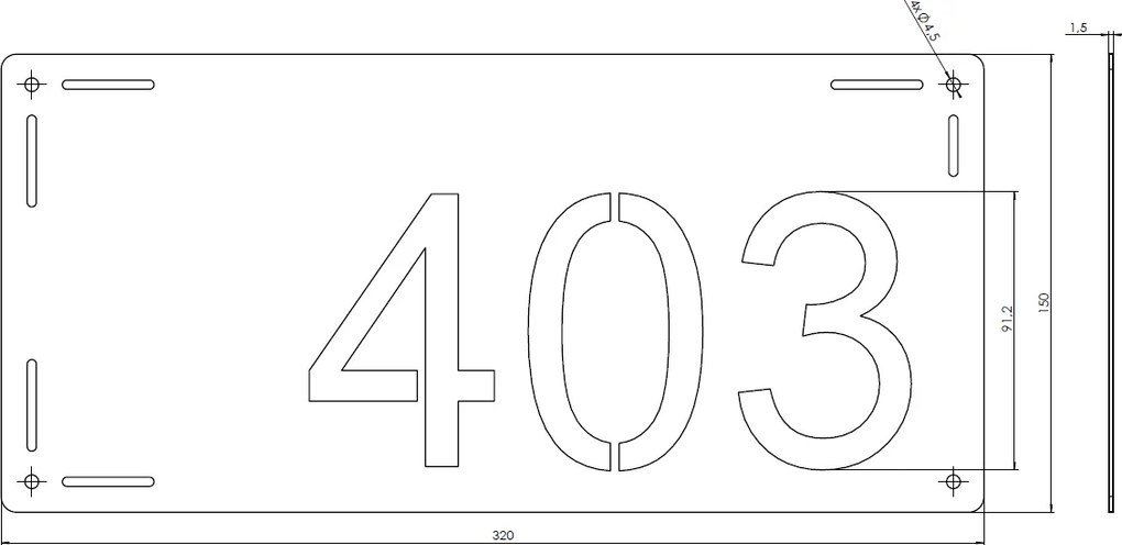 Domovní číslo tabulka lakovaná 3 Velikost: 43 x 20 cm  (XL), Odstín: RAL 7016 - Antracit
