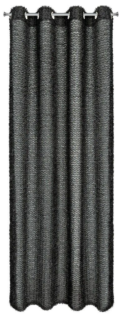 ZÁVĚS NA KROUŽCÍCH TIFFANY 135X250 CM ČERNÁ