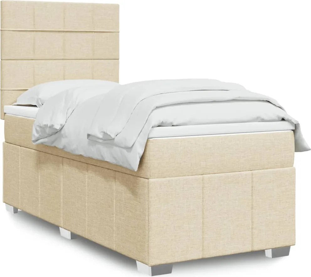 Box spring postel s matrací krémová 100 x 200 cm textil 3293884