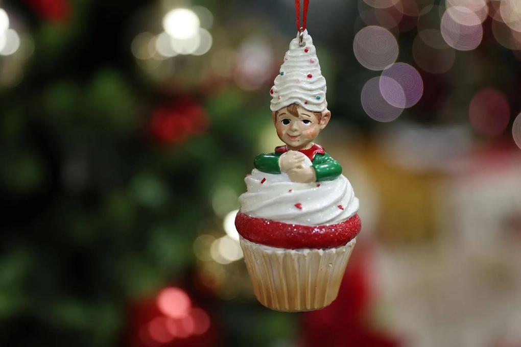 Klasik vánoční ozdoba skřítek v muffinu 11cm