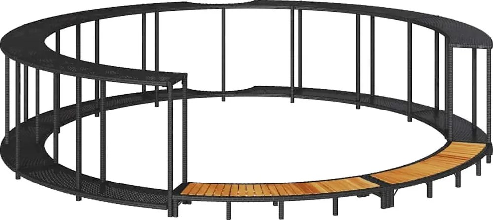 vidaXL Okolí vířivky s úložným prostorem a dřevěným schůdkem polyratan [365611] Barva: Černá