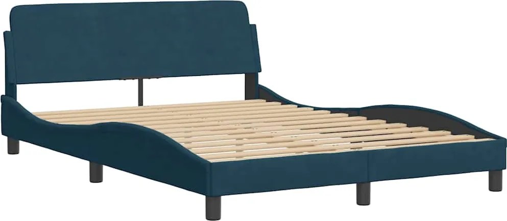 Rám postele bez matrace modrý 140 x 190 cm samet 3207921