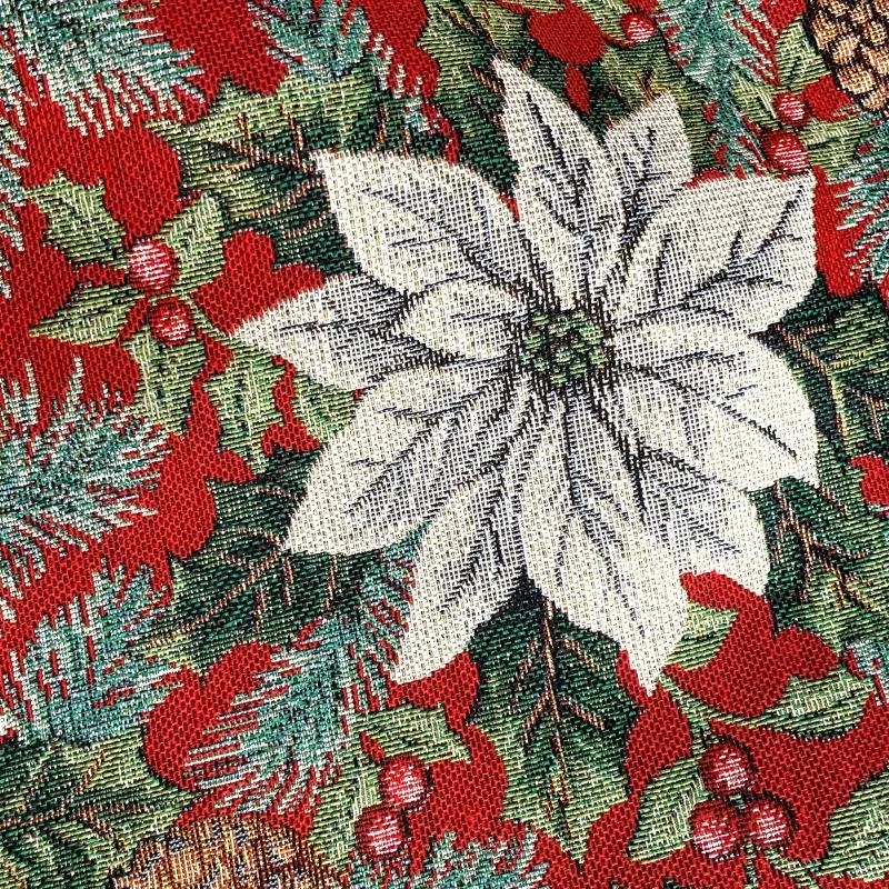 SCANquilt ubrus BONA LUREX vánoční hvězda červenosmetanová 140 x 220 cm