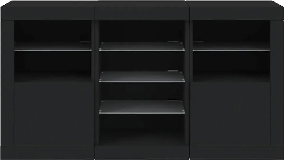 Příborník s LED osvětlením černý 123 x 37 x 67 cm 3209080
