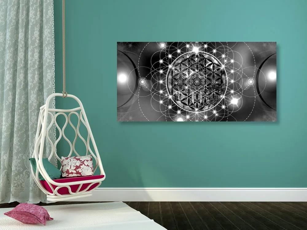 Obraz okouzlující Mandala v černobílém provedení Varianta: 100x50