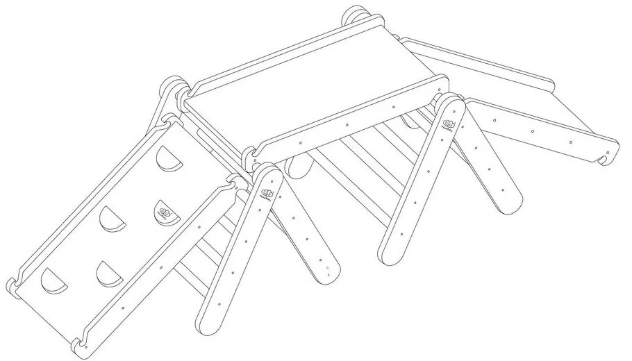 Šedý/v přírodní barvě pikler trojúhelník z borovicového dřeva 265x61x60 cm Montessori – Meowbaby