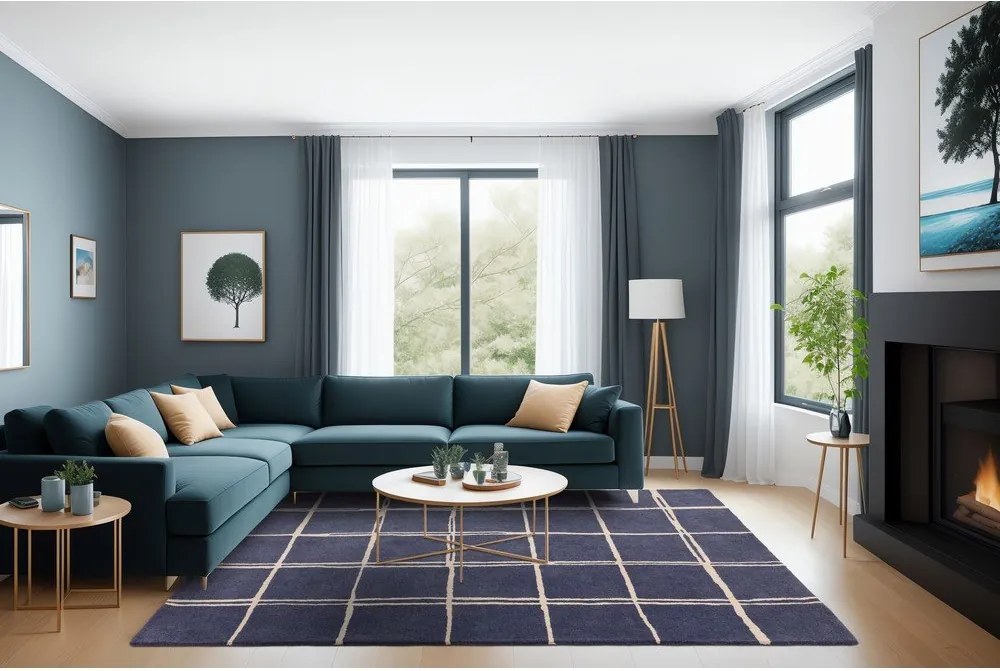 Modrý ručně tkaný vlněný koberec 160x230 cm – Asiatic Carpets