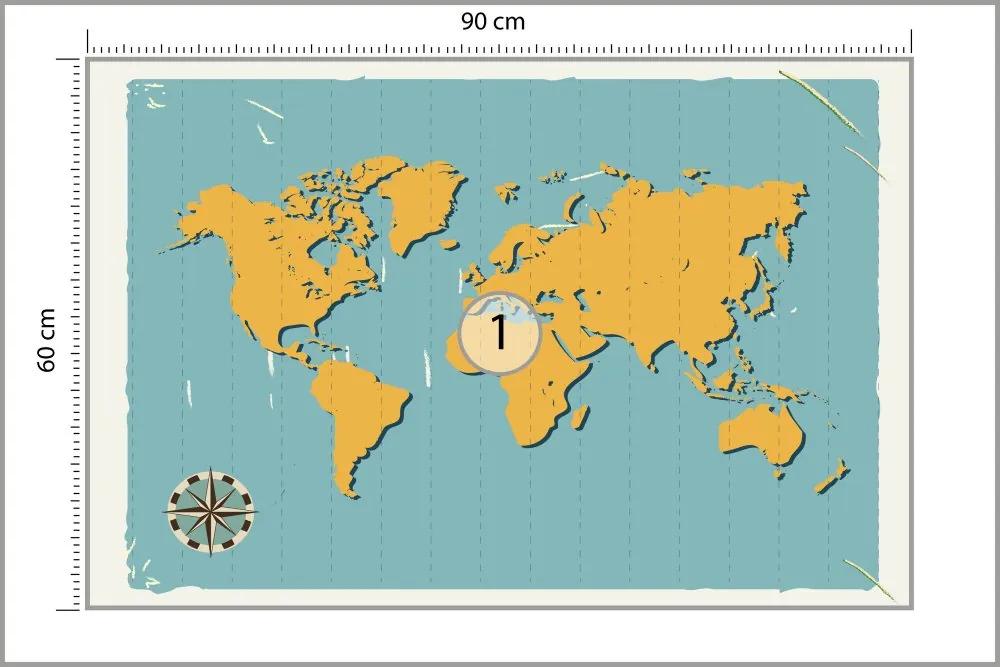Fototapeta Mapa Světa Retro Omyvatelný vlies 312x219