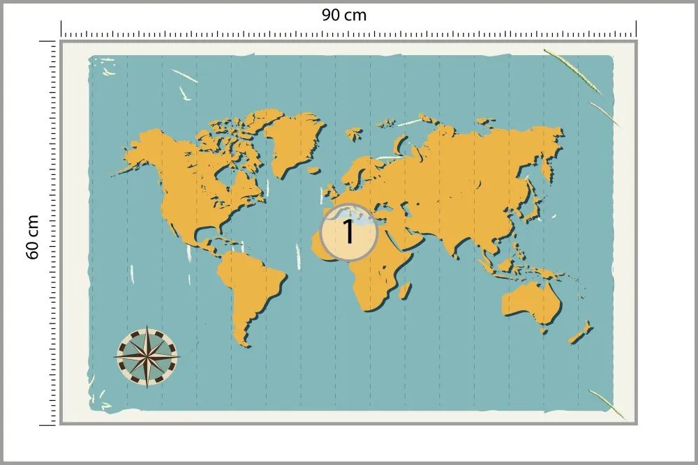 Fototapeta Mapa Světa Retro Omyvatelný vlies 405x270
