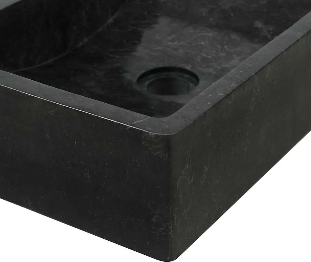 Koupelnová skříňka masivní teak s umyvadlem mramorové černé 3058159