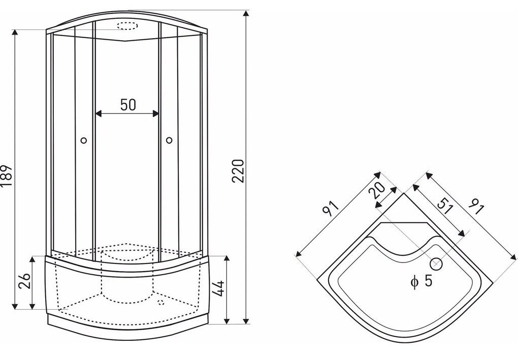 Aplomo Quick 91x91x220 masážní sprchový box