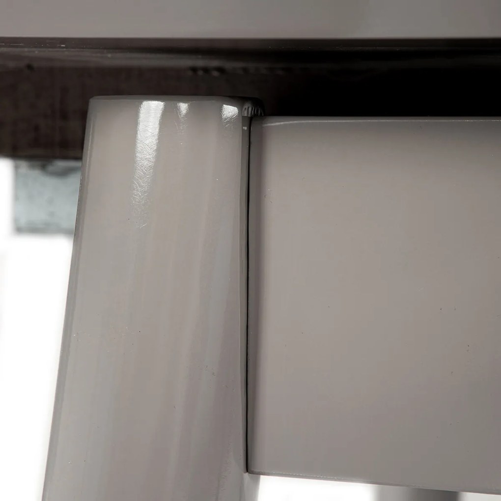 Jídelní stůl 90+25x70 cm, keramická deska šedý mramor, masiv, šedý vysoký lesk - HT-400M GREY