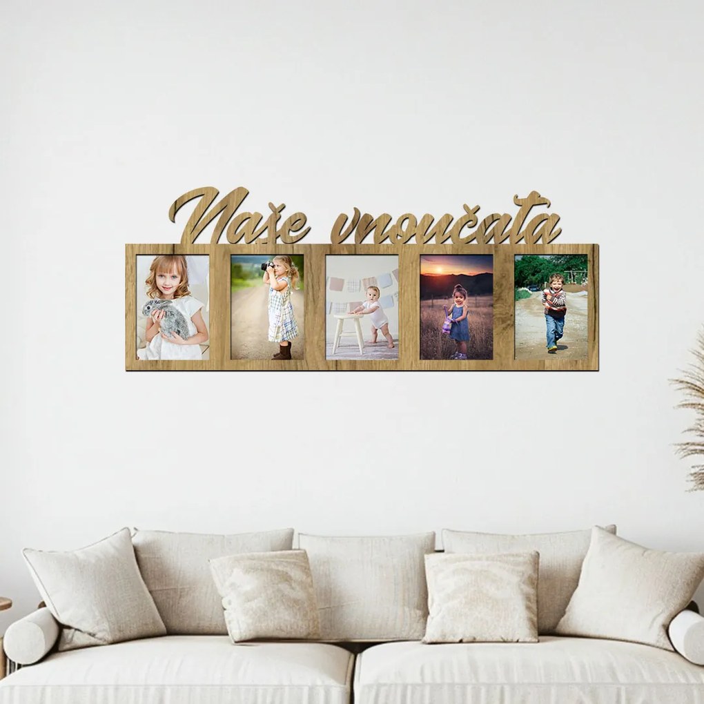 dřevo života Dřevěný fotorámeček Naše vnoučata Zvolte barvu dekoru: Antracitová, Zvolte velikost fotografie (cm): 13x18, Počet fotorámečků: 2
