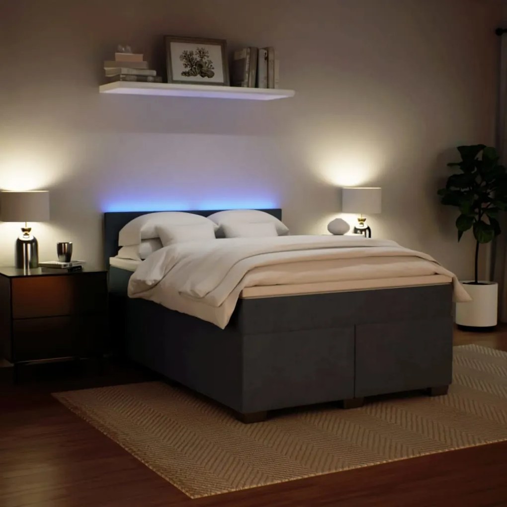 Box spring postel s matrací tmavě šedá 160x200 cm samet 3288655