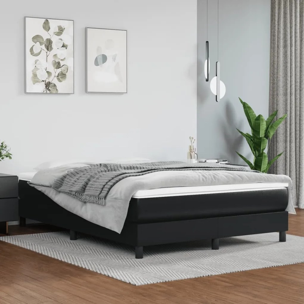 Rám postele s boxspringem černá 140 x 190 cm umělá kůže 3120694