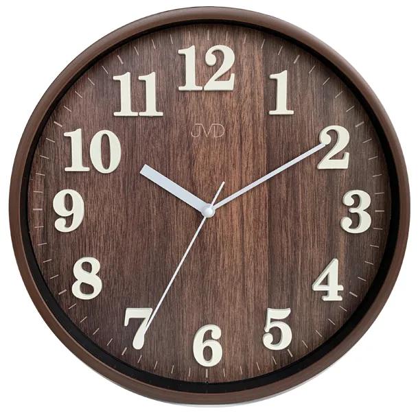 Přehledné čitelné tiché netikající hodiny v dřevěném dekoru JVD HA50.2