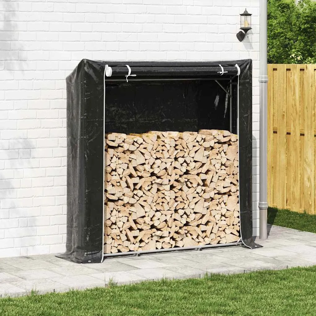 vidaXL Stojan na palivové dřevo s krytem proti dešti 200x40x200 cm [4104956]