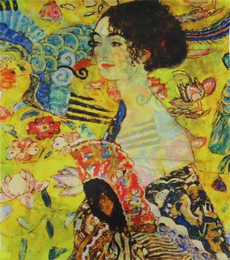 Bavlissimo Šála bavlněná 180 x 70 cm Dáma s vějířem od Gustava Klimta