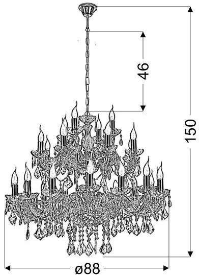 Zlatý křišťálový lustr Maria Teresa pro žárovku 28x E14  - Candellux