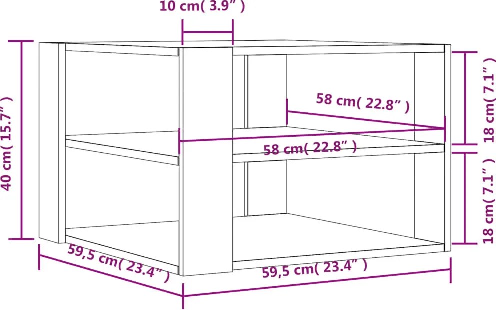 vidaXL Konferenční stolek 59,5x59,5x40 cm kompozitní dřevo [834246] Barva: dub sonoma