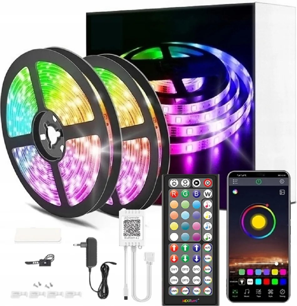 Led pásek 12 m Rgb 5050 Bluetooth Dálkový Ovladač Aplikace Sada Led Smd 30led/m