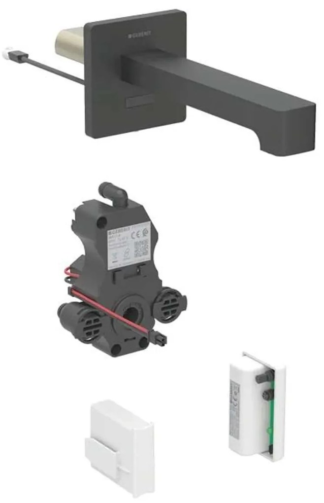 Geberit Brenta - Elektronický umyvadlový ventil pod omítku, napájení z generátoru, easy to clean, matná černá 116.295.14.1