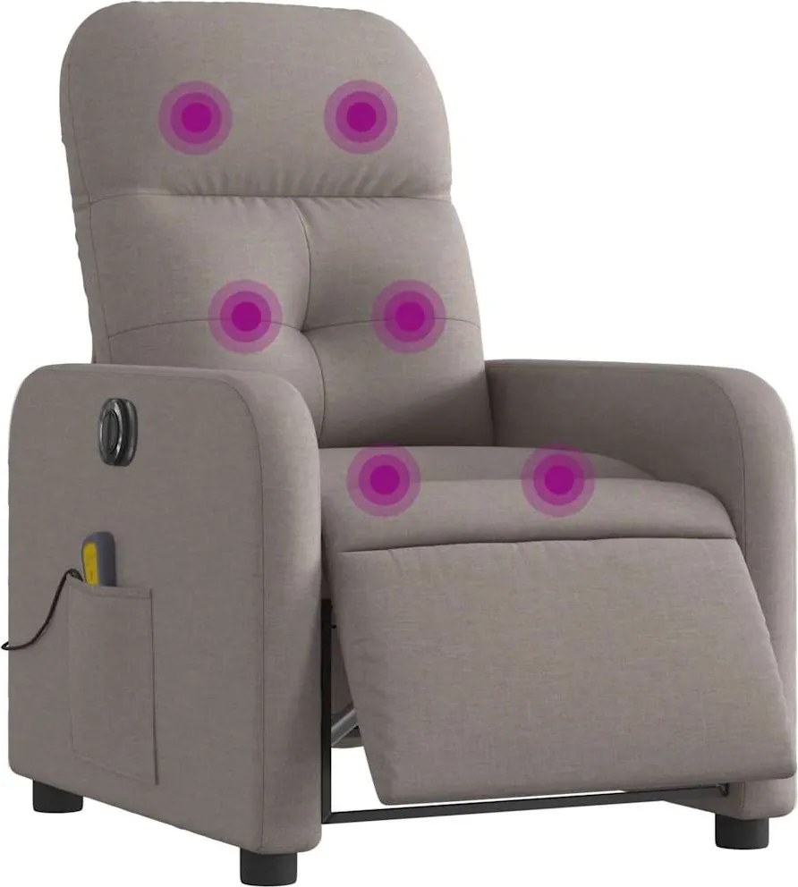 Elektrické masážní polohovací křeslo taupe textil 3206793