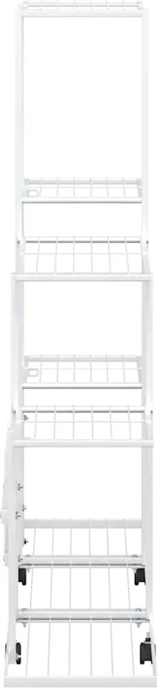 Stojan na květiny na kolečkách 94,5 x 25 x 92,5 cm bílý kov 336115