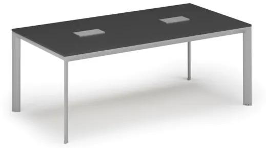 Stůl INVITATION 2000 x 1000 x 740, grafit + 2x stolní zásuvka TYP IV, stříbrná