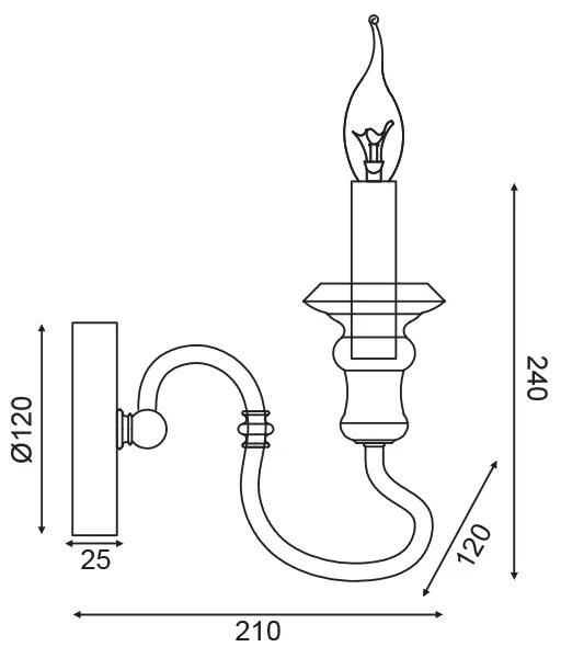 ACA DECOR Nástěnné svítidlo TOULOUSE max. 60W/E14/230V/IP20