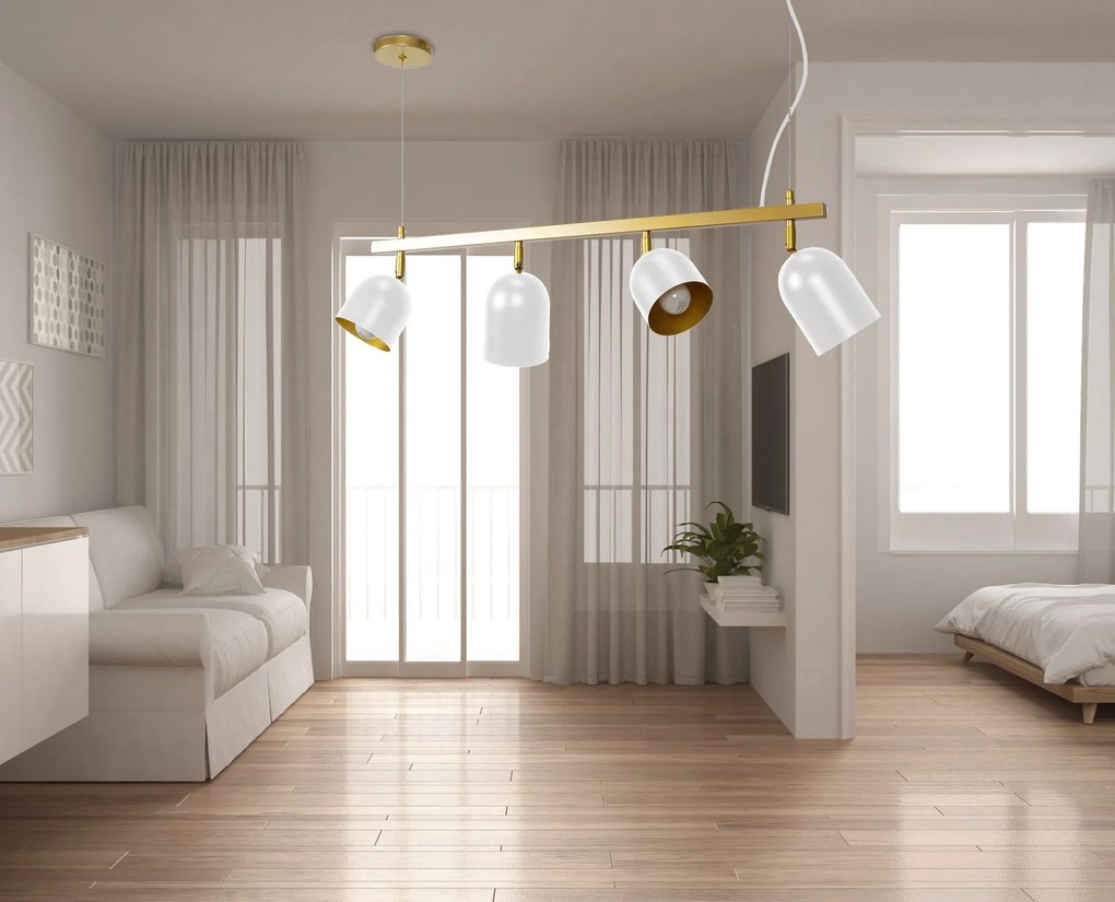Toolight, stropní svítidlo 4xE27 APP1030-4CP, bílá-zlatá, OSW-06981