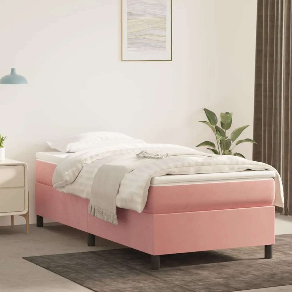 Rám postele s boxspringem růžový 100 x 200 cm samet 3121107