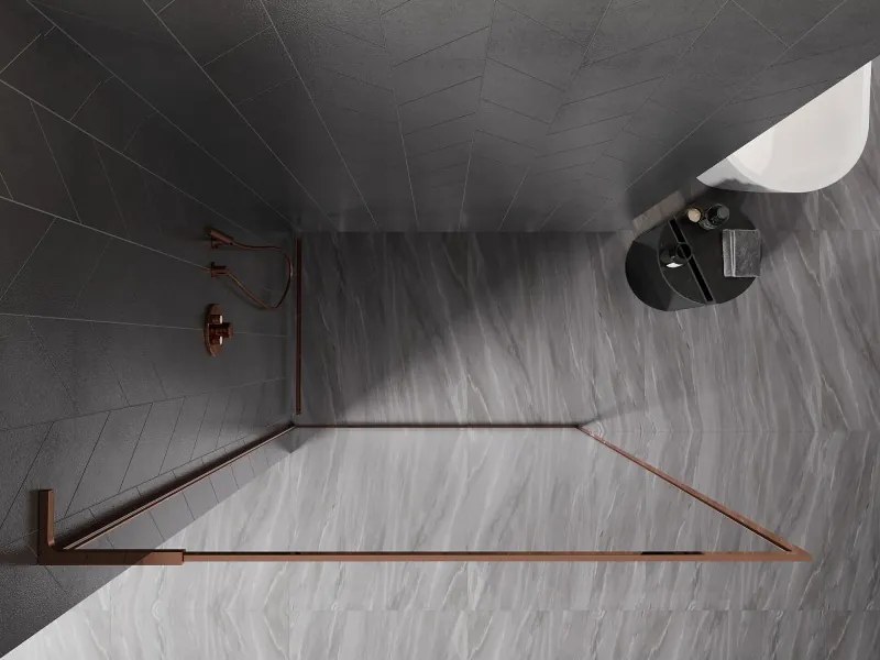 Mexen, Mexen Kioto-XF L sprchová stěna s rámem 120 x 202 cm, průhledná 10 mm, růžové zlato - 800-120-174-60-00-XF