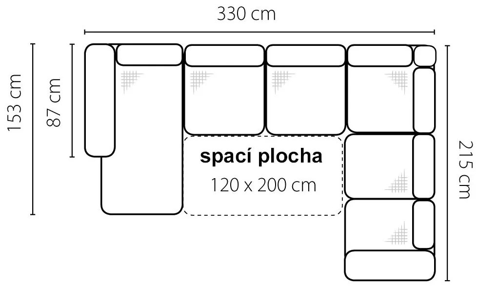 Sedací souprava BARELLO | 153x330x215 | rozkládací + úložný prostor | VÝBĚR TKANIN