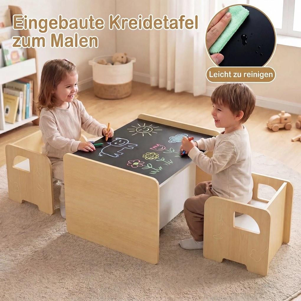 Costway Dětský stůl s 2 židličkami set a židlí s deskovým hracím stolem
