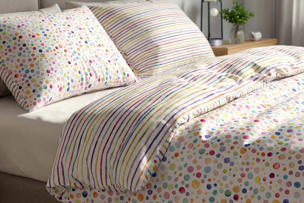 Bavlněné prodloužené povlečení Akvarelové potěšení Velikost: 140 x 220 + 70 x 90