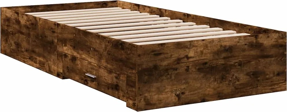 Rám postele se zásuvkami kouřový dub 75x190 cm kompozitní dřevo 3280444